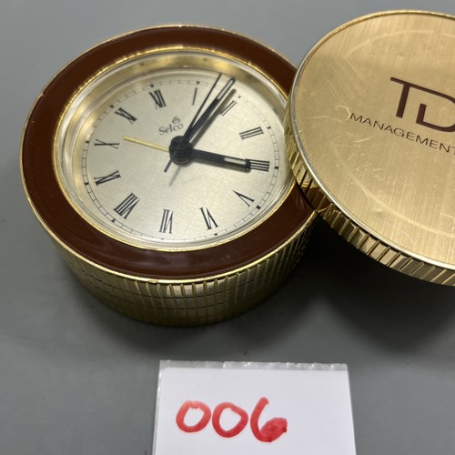 Vintage Selco Geneve Quartz Desk Clock Gold Finish | eBay