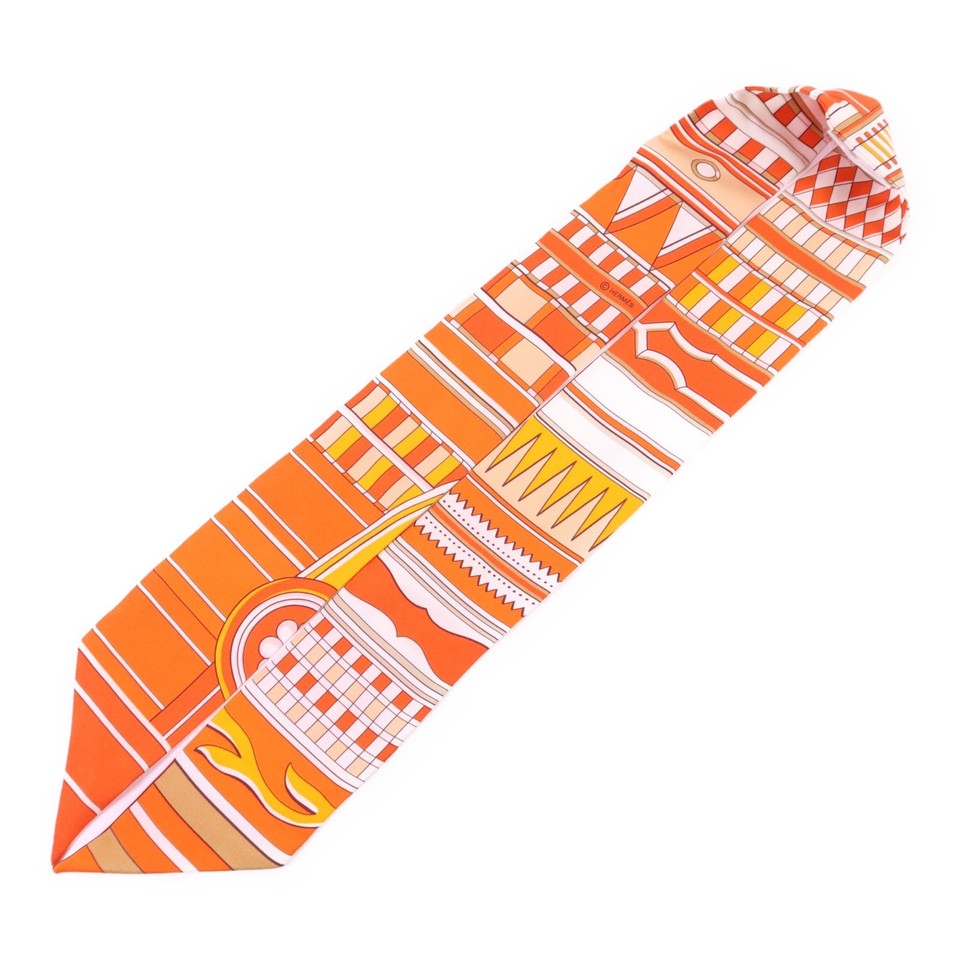 HERMES Twilly Scarf Scarves Silk Orange | eBay