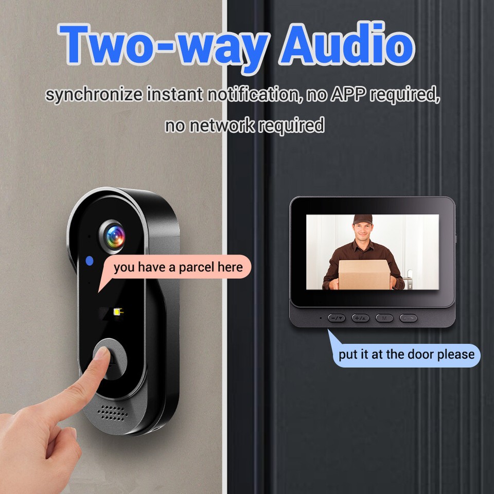 1080P Wireless Smart Video Doorbell Camera and Monitor Doorbell ...