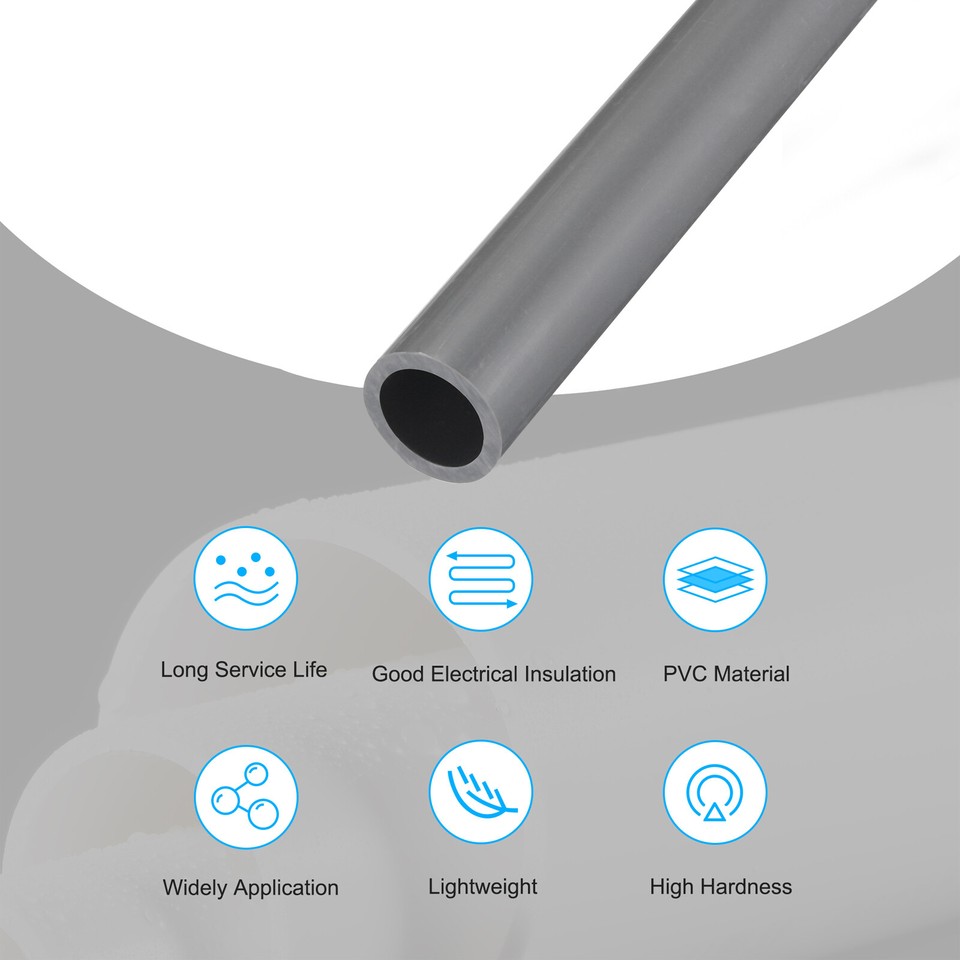 PVC Rigid Round Pipe 20mm ID 26mm OD 500mm Light Grey High Impact | eBay