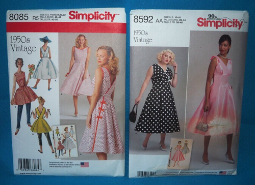 Simplicity 8085 & 8592 sz 14-22 Vintage Inspired Dress Sewing Patterns ...