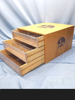 DMC Store Thread Floss Wooden 3 Drawer Display Box Embroidery Storage ...