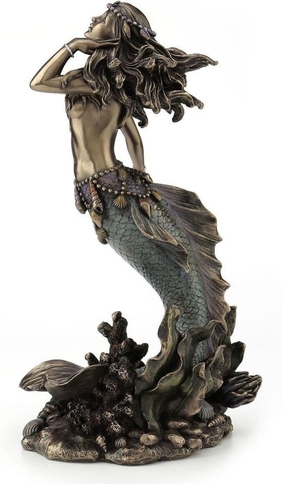 Beautiful Mermaid Rising from Sea Statue Sculpture Nautical Figurine ...