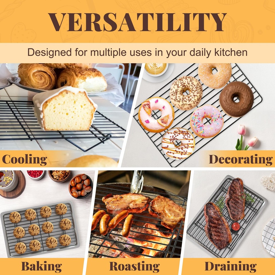 Cooling Racks for Cooking and Baking - 3 Tier Stackable Grid Wire ...