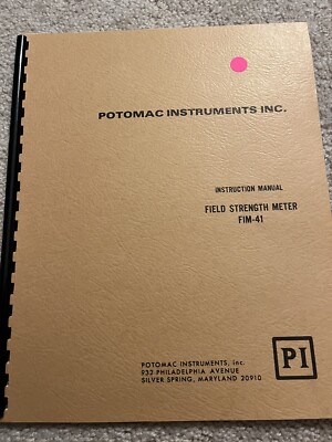 PI Potomac Instruments Equipment Manual (select one) FIM 41 71 Type 19 ...