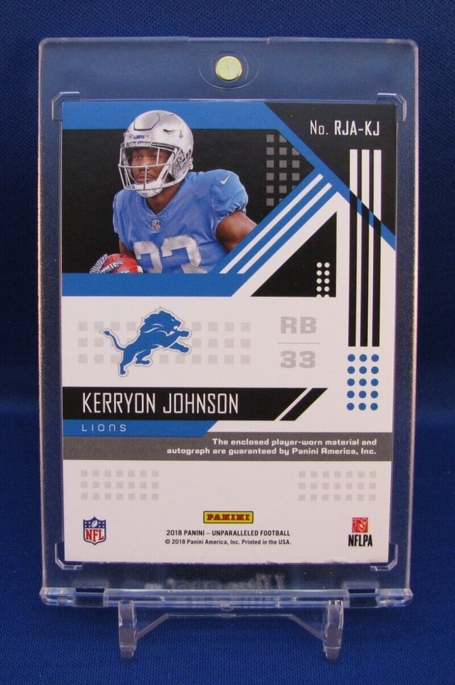 2018 Unparalled "KERRYON JOHNSON" Guaranteed Player-Worn Material Auto ...