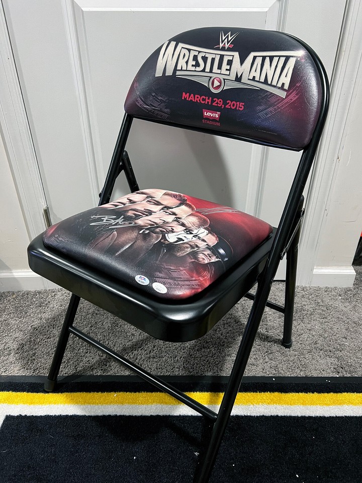 UNDERTAKER BROCK LESNAR Auto SIGNED WWE Wrestlemania 31 Event Chair PSA ...