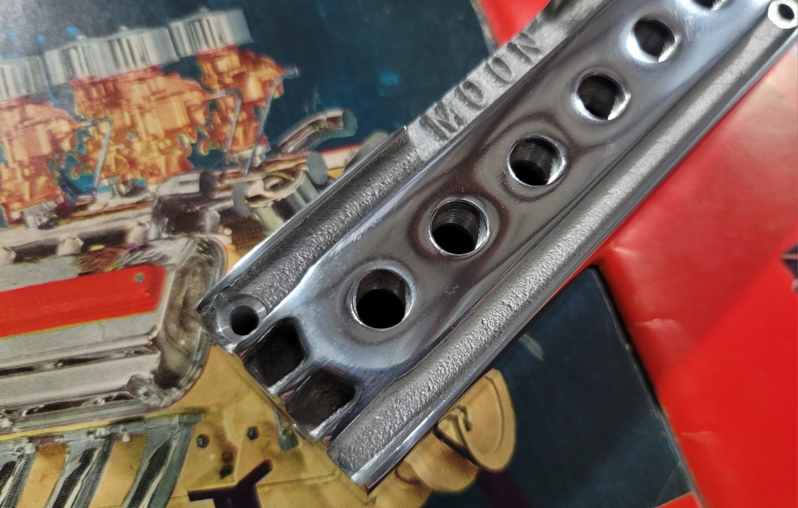 MOON 6 Carb Polished Aluminum FUEL BLOCK Finned Hot Rod Drag Racing ...