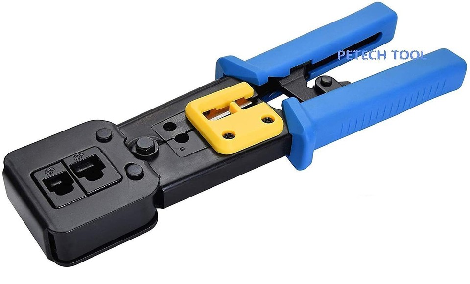 RJ45 Crimp Tool Ethernet Pass Thru Crimper with 5Pack 8Pin Replacement ...