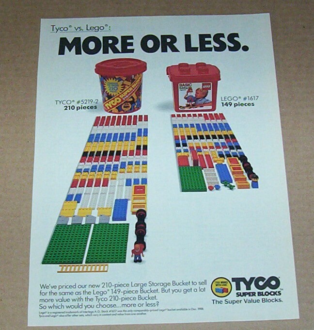 1989 print ad page - Tyco Blocks vs. LEGO building set toys Vintage ...