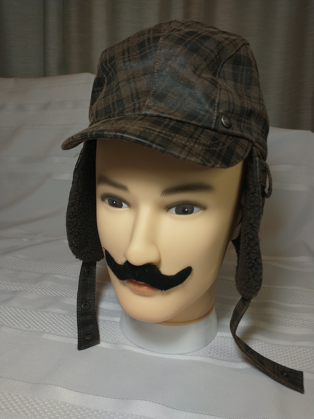 REI Faux Fur Plaid flap trapper cap Outdoor Hunt Hiking Fleece Sherpa S ...