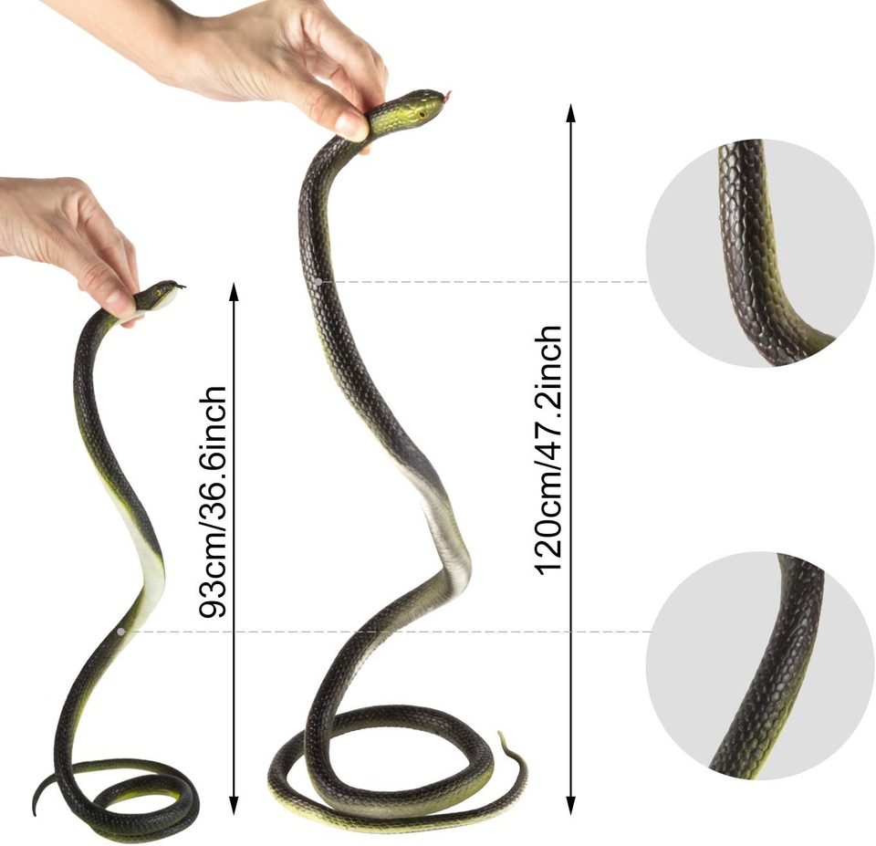3 Pieces Large Realistic Rubber Snakes, Halloween Scary Toy Fake Black ...