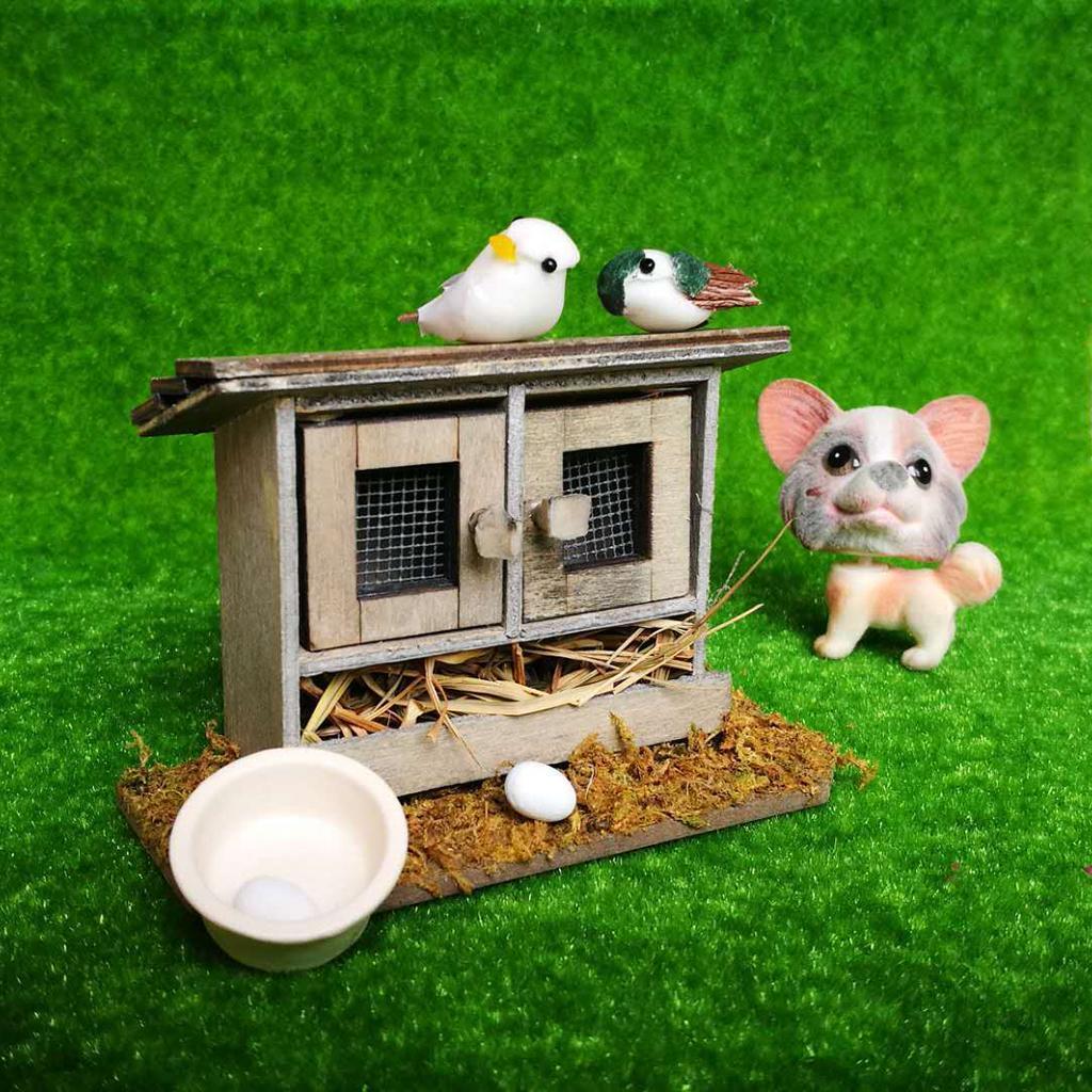1/12 Miniatures Dollhouse Wooden Simulation Chicken Coop Decoration | eBay