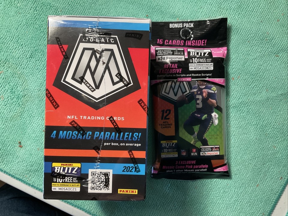 2021 Panini Mosaic NFL Football BLASTER BOX & FAT. Pack 15 Cards ...