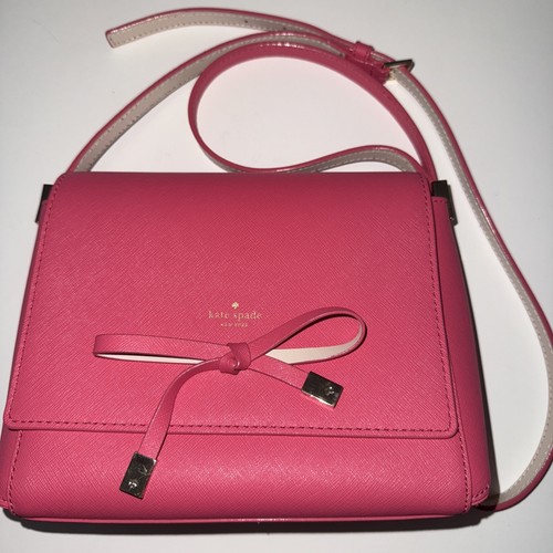 Kate Spade Coral Pink Ribbon Bow Flap Crossbody Bag | eBay