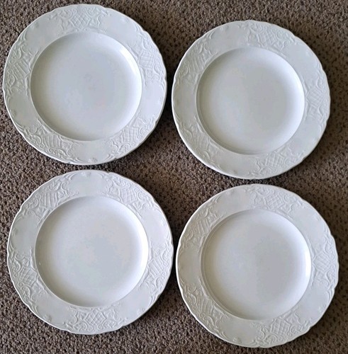 Set of 4 Johnson Brothers Bros Richmond White Lace Lattice Embossed ...