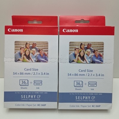 NEW - Set of 2 CANON SELPHY CP Card Size (2x3) Ink & Paper - KC-36IP | eBay