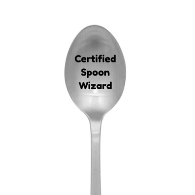 Custom Laser Engraved Spoon "Certified Spoon Wizard" Funny Foodies ...