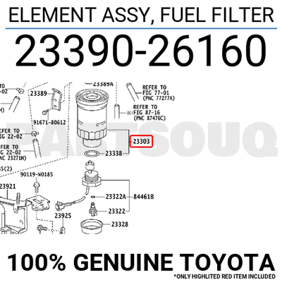 2339026160 Genuine Toyota ELEMENT ASSY, FUEL FILTER 23390-26160 | eBay