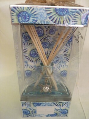 GC FRAGRANCE DIFFUSER CARIBBEAN GETAWAY REEDS OIL BLUE GLASS VASE 100ML ...
