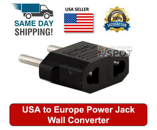 US USA to EU Euro Europe Power Jack Wall Plug Converter Travel Adapter ...