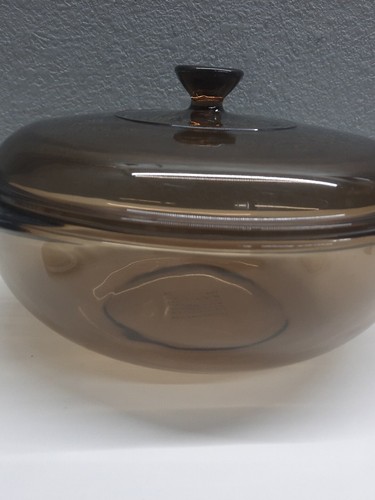 Pyrex Visionware 024 2litre Amber Glass Round Bowl Casserole Dish w ...