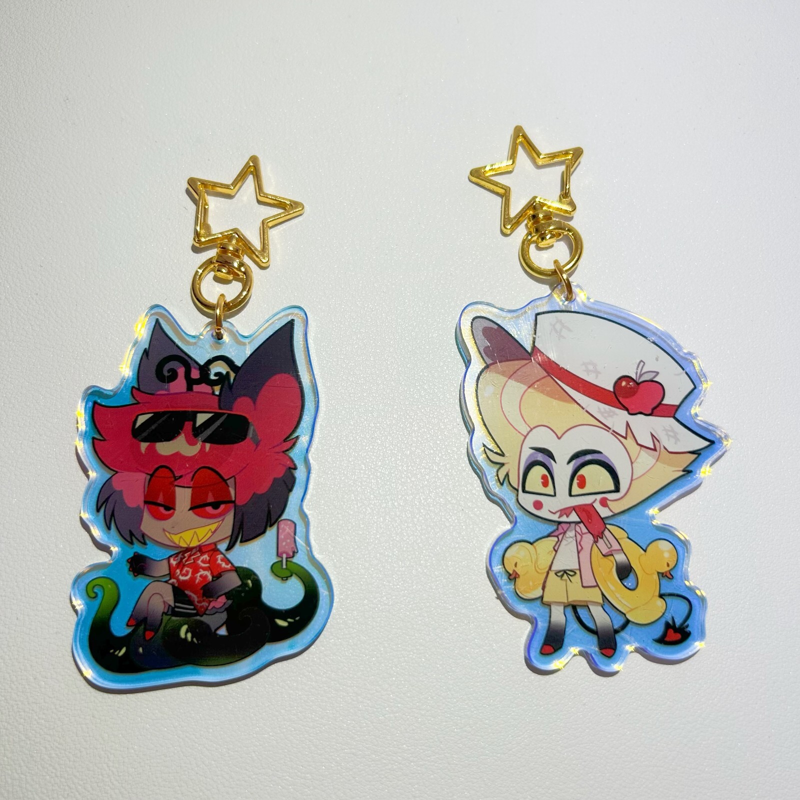 Hazbin Hotel ️Summer Day～Lucifer Alastor Acrylic Keychain Keycharms ...