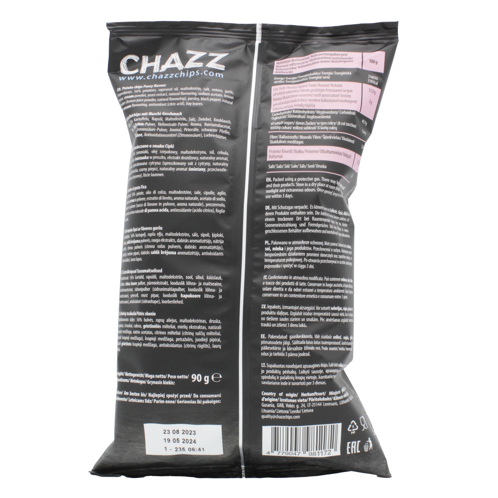 CHAZZ Pussy Flavour Chips Kartoffelchips Fun Spaß JGA Limited Edition ...