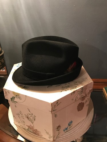 Vintage Johnny Carson Head Wear Black Fedora Hat Homburg Role Size 7 ...