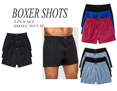 3 6 9 12 Pairs Men's Plain Boxer Shorts Underwear, Cotton Rich Boxers S ...