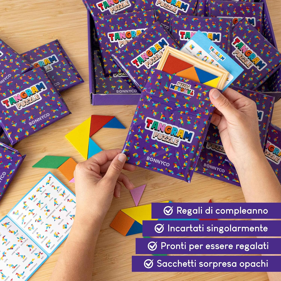 Tangram Legno Bambini Pack 30 Gadget Compleanno Bambini - | Mini Giochi ...