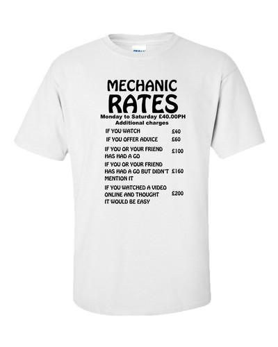 Mechanic Rates T Shirt S -XXXL Garage Birthday Gift funny Car Repair | eBay