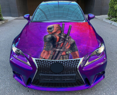 Deadpool Car Hood Wrap Vinyl Decal Full Color Graphics Antihero Sticker ...