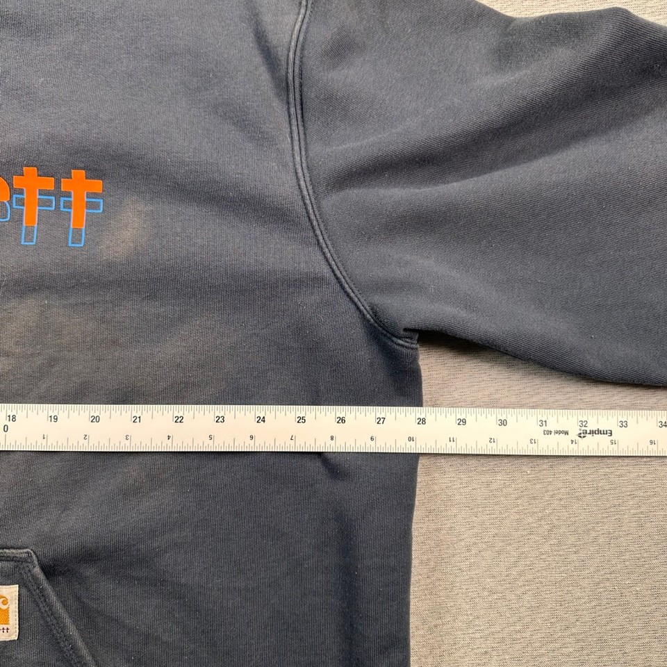 Carhartt Rain Defender Loose Fit Hoodie Mens 2XL Blue Logo Print ...