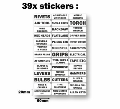 sticker decal vinyl toolbox sticker label workshop garage tool chest ...