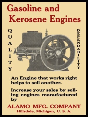 Alamo Gas & Kerosene Engines, Hillsdale, MI NEW METAL SIGN: 12x16 ...