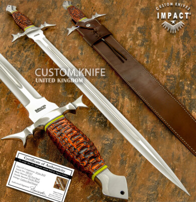 IMPACT CUTLERY RARE CUSTOM D2 MASSIVE FULLER SWORD DAGGER KNIFE EXOTIC ...