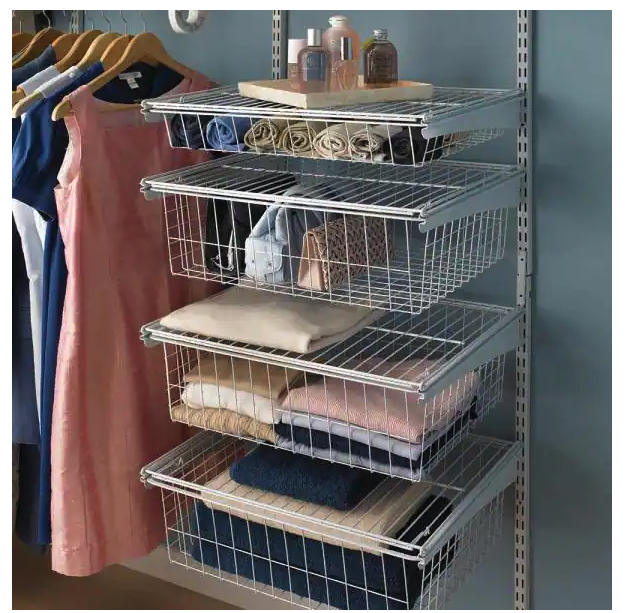 4 Drawer Storage Organizer Closet Kit White Bedroom Bathroom Wire ...