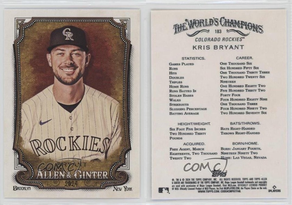 2024 Topps Allen & Ginter Kris Bryant #183 17ec | eBay