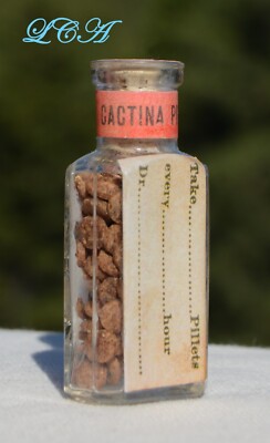 Tiny SULTAN DRUG pill bottle CACTINA PILLS antique EMBOSSED & LABELED ...