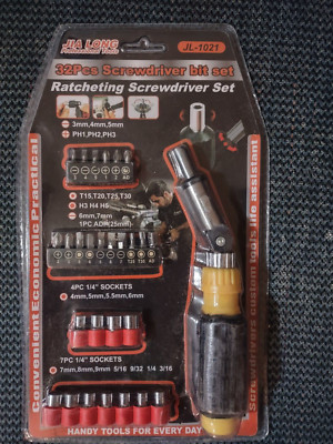 Screwdriver Bit Set (Jia Long, 32 Pcs, Ratcheting Set) | eBay