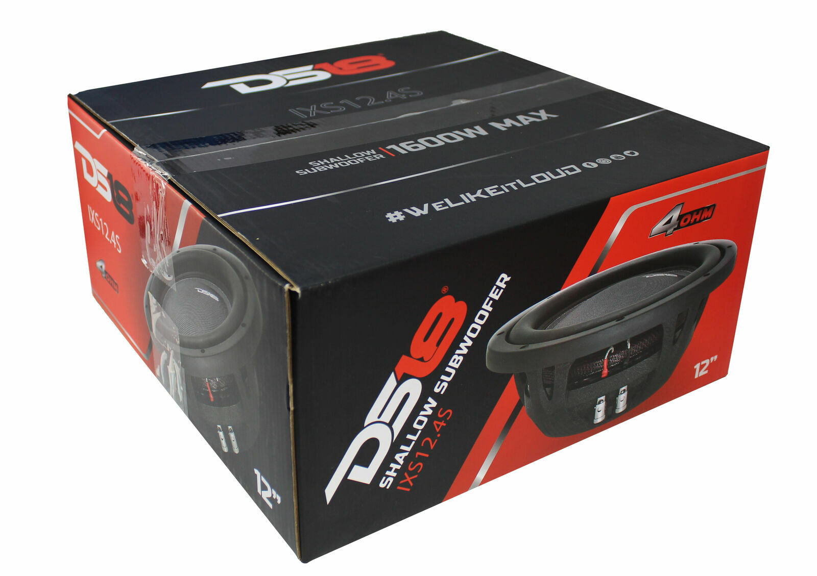 DS18 IXS12.4S 12" Shallow Mount Subwoofer 1600W SVC 4 ohm Slim Thin Car ...