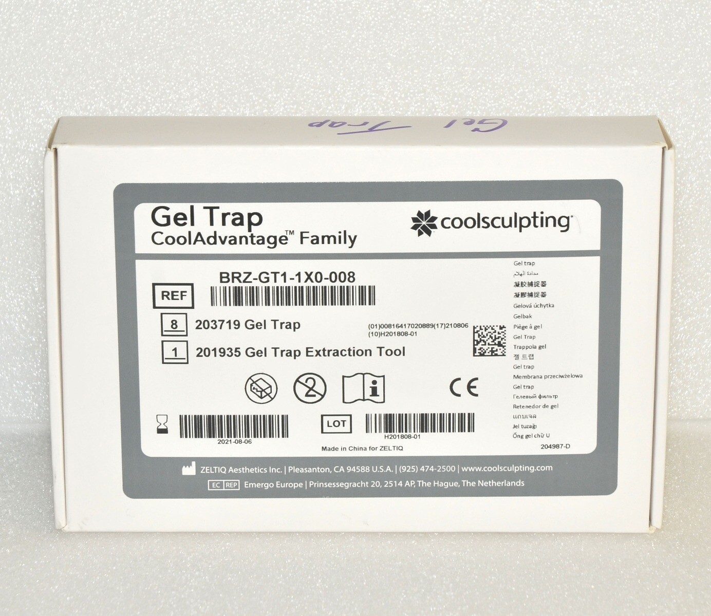 ZELTIQ CoolAdvantage CoolSculpt GelTrap BRZ-GT1-1X0-008 Gel Trap Exp 08 ...