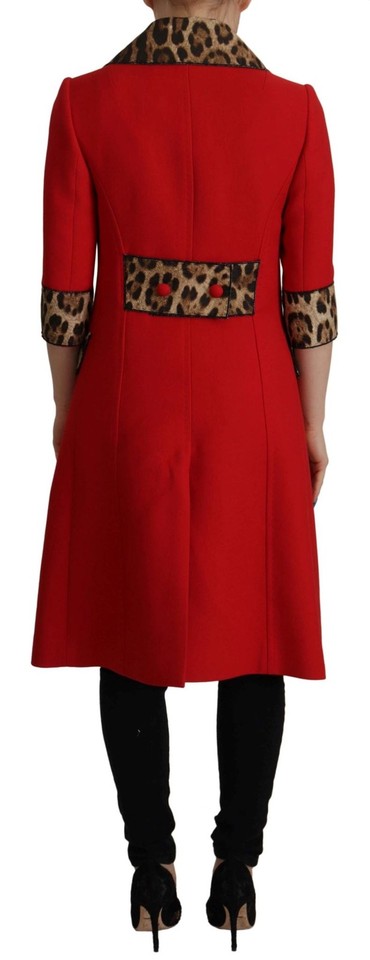 Dolce&Gabbana SARTORIA ITALIANA Women Red Trench Coat Wool Leopard ...