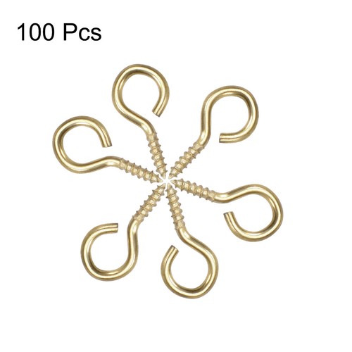 0.7" Small Screw Eye Hooks Self Tapping Screws Hanger Ring Hooks Gold ...