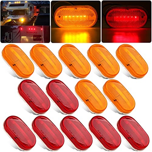14Pcs 4 Inch Rectangle Led Trailer Marker Lights w/Reflex Lens, 2x4 LED ...