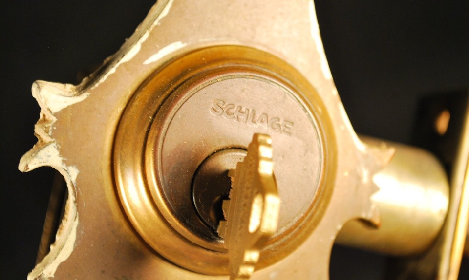 VINTAGE SCHLAGE E SERIES "WAVERLY DESIGN" BRASS FRONT ENTRY DOOR LOCK ...