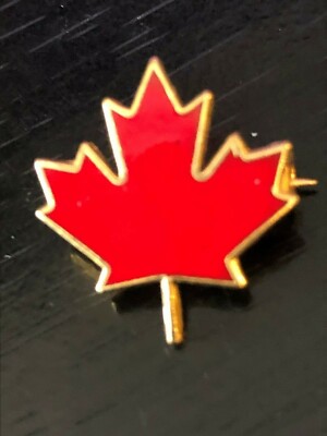 Collectible Vintage Red Maple Leaf Colorful Metal Pinback Lapel Pin Hat ...