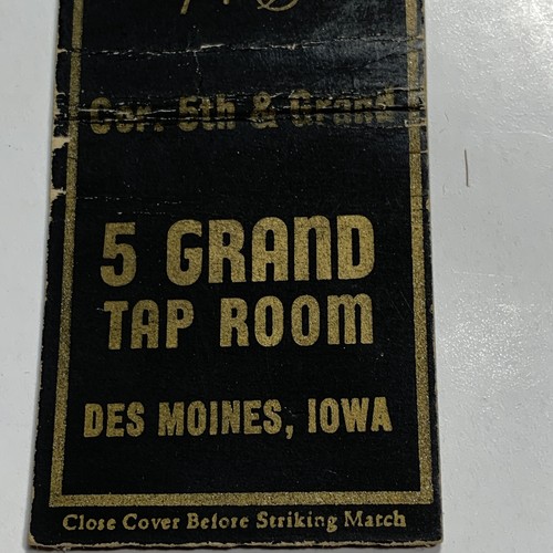 Grand Tap Room Des Moines Iowa Wisconsin Pabst Beer Matchbook Cover ...