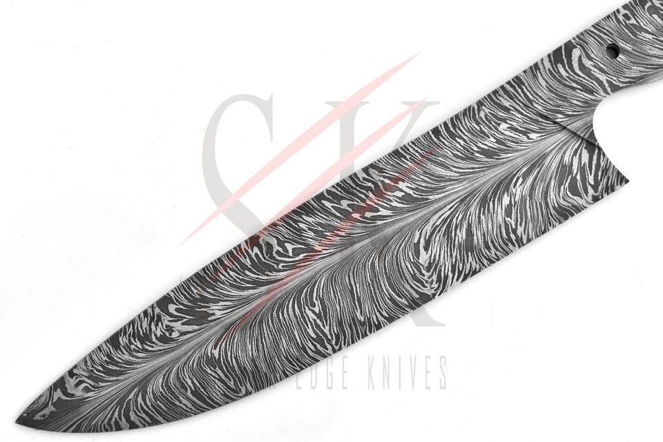 Feather Damascus Steel Chef Knife Blank Blade Kitchen Feather Knife ...